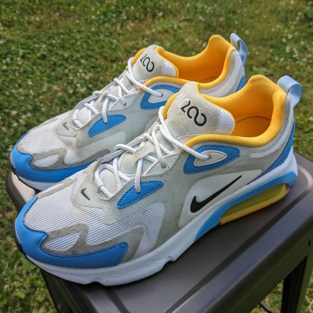 Nike Air Max 200 'White University Blue/ Yellow' Sz 10 - Gem